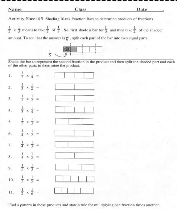 Fraction Bars Activity Sheet 5 Fraction Bars Activity Sheet 5